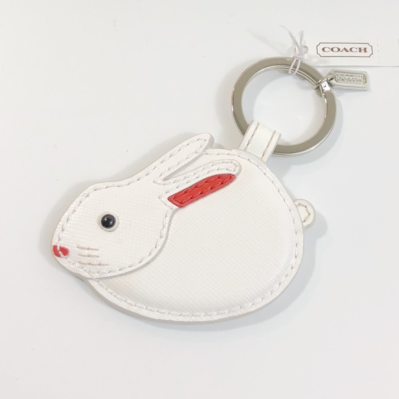 Coach | Accessories | Coach White Leather Rabbit Keychain Nwt F6253 ...